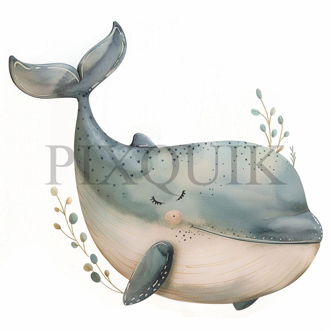 Watercolor Whale Clipart | Nautical Nursery Art (digital Download) - Etsy