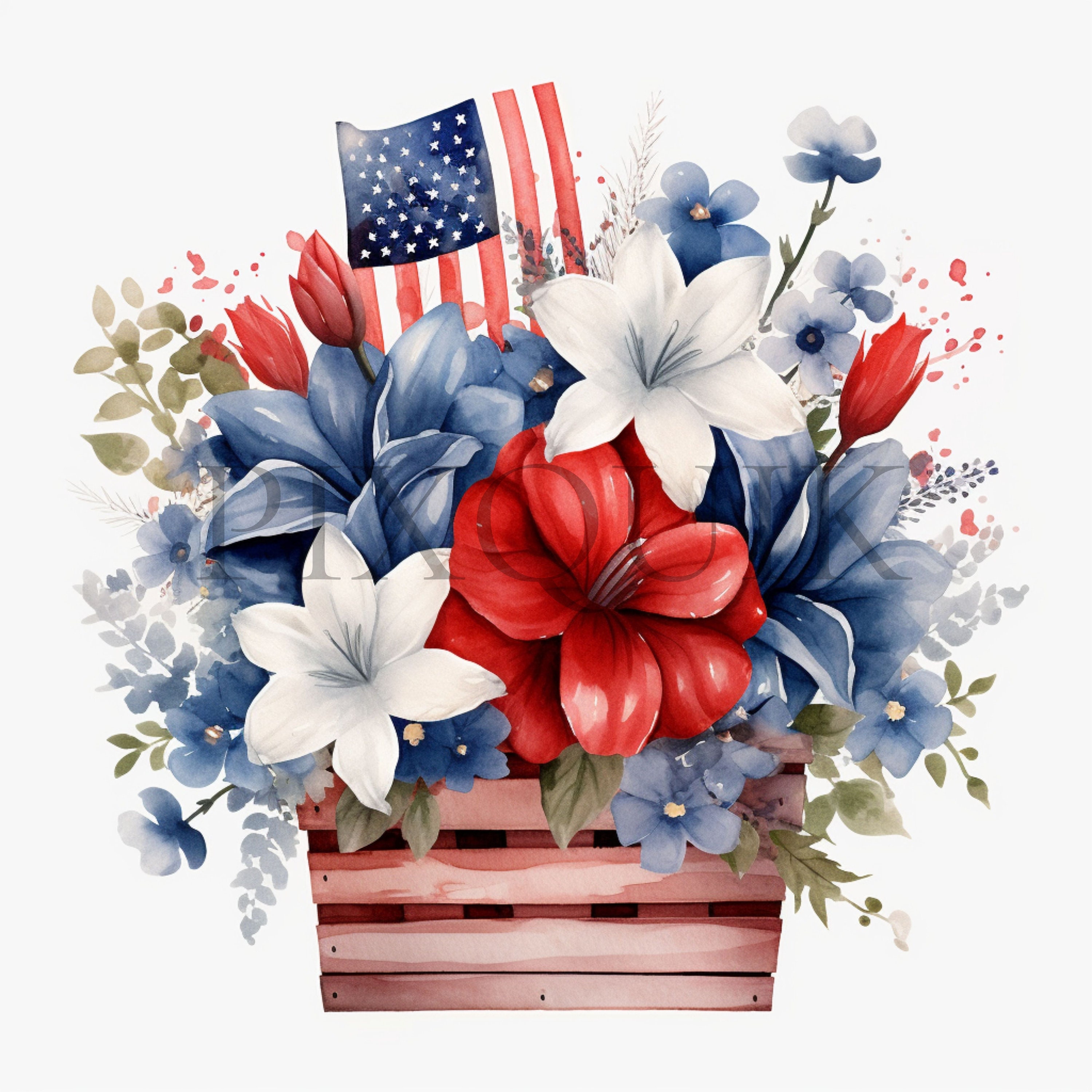 4th of July Floral Clipart 10 High Quality Jpg's Digital Download ...