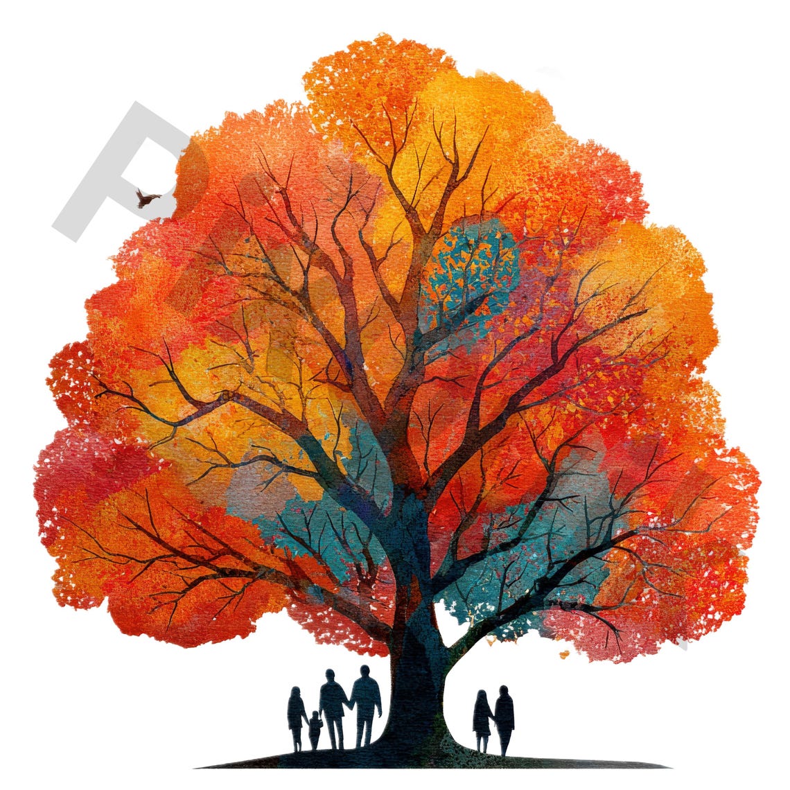 Watercolor Family Tree Clipart Set | Autumn Theme (digital Download) - Etsy