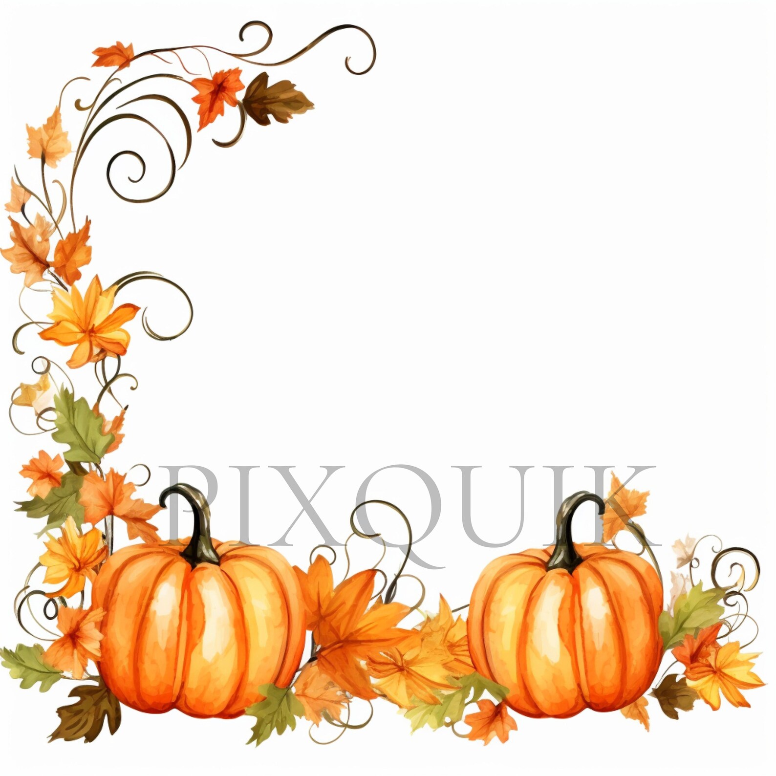 Pumpkin Frame Watercolor Illustration 10 High Quality JPG Pumpkin Frame ...
