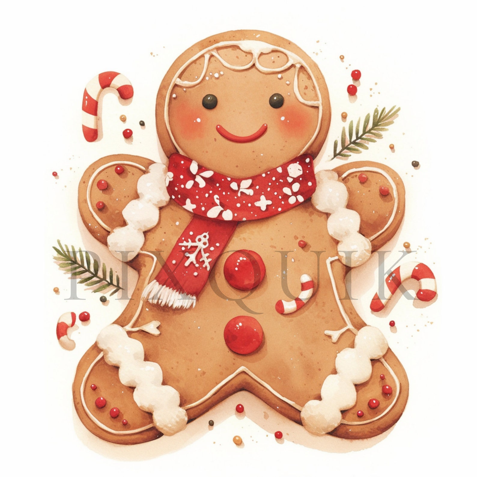 Gingerbread Man Christmas Clipart | Holiday Cookie Jpgs (digital ...