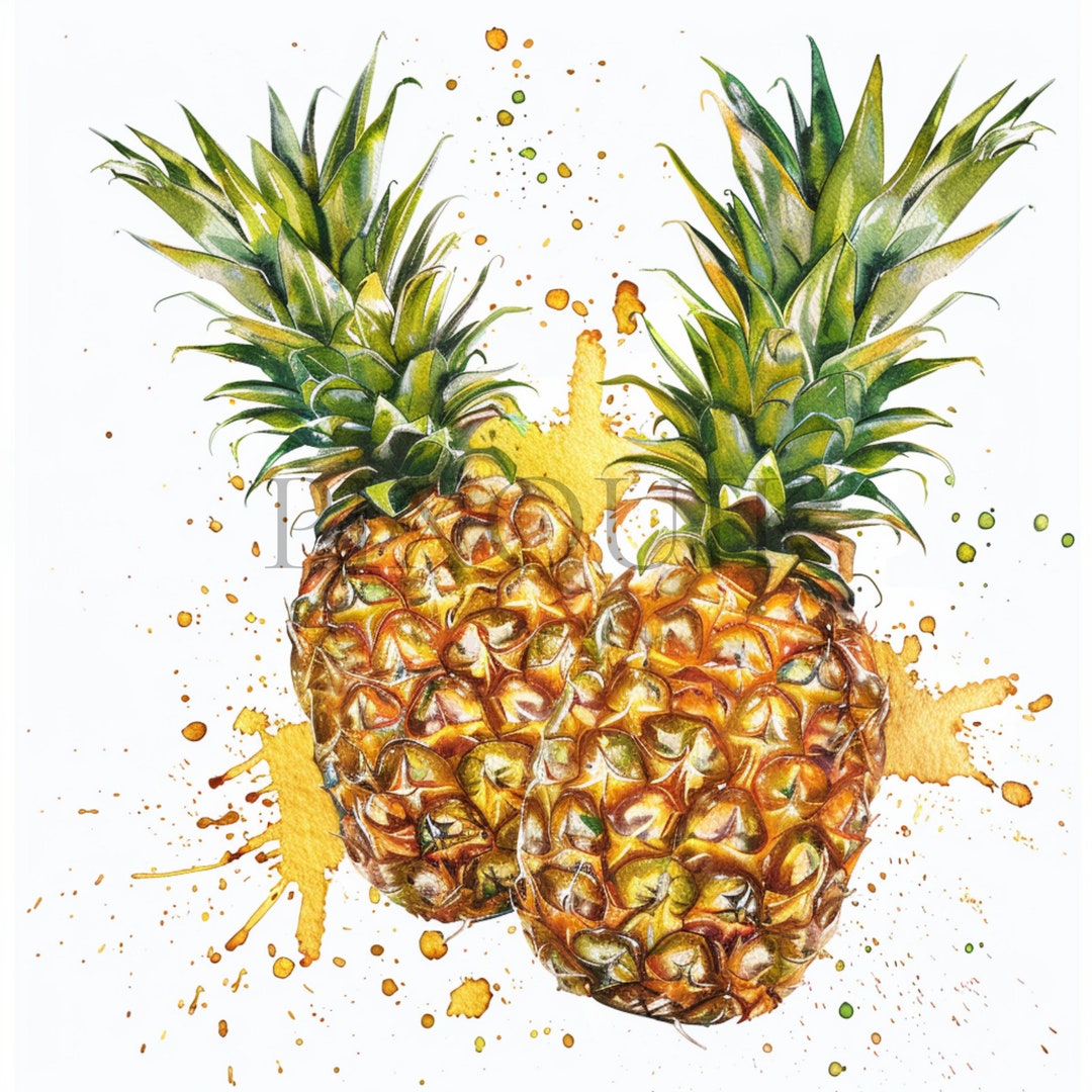 Watercolor Pineapple Clipart | 10 High Quality Jpgs |fruit Clipart ...