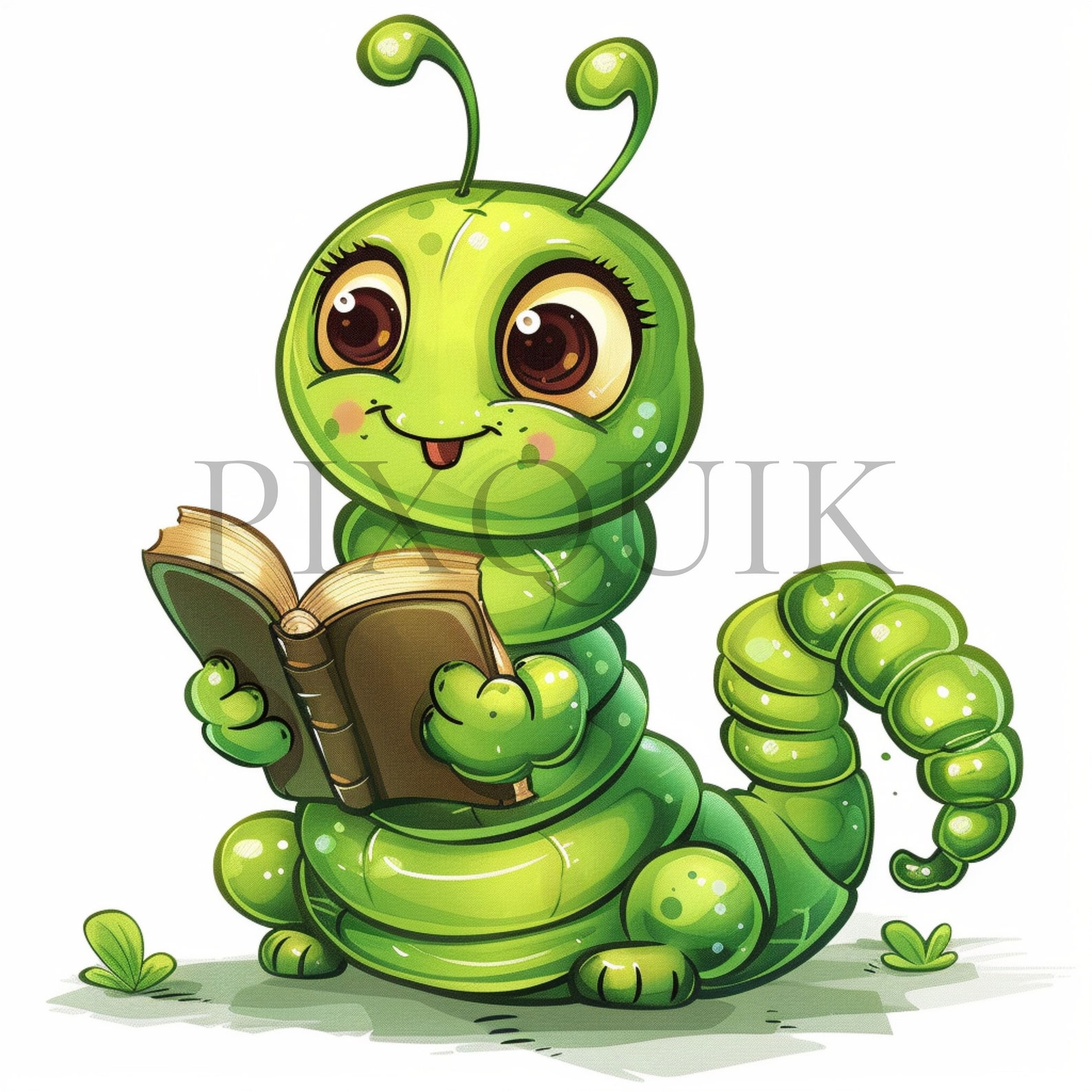 Cute Worm Watercolor Clipart | 10 High Quality Jpgs | Bookworm Clipart ...