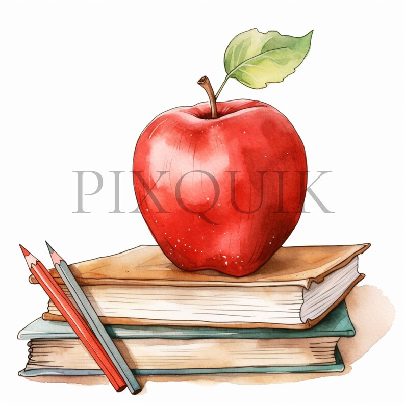 Watercolor Teacher Clipart Set | Floral Books Still Life (digital ...
