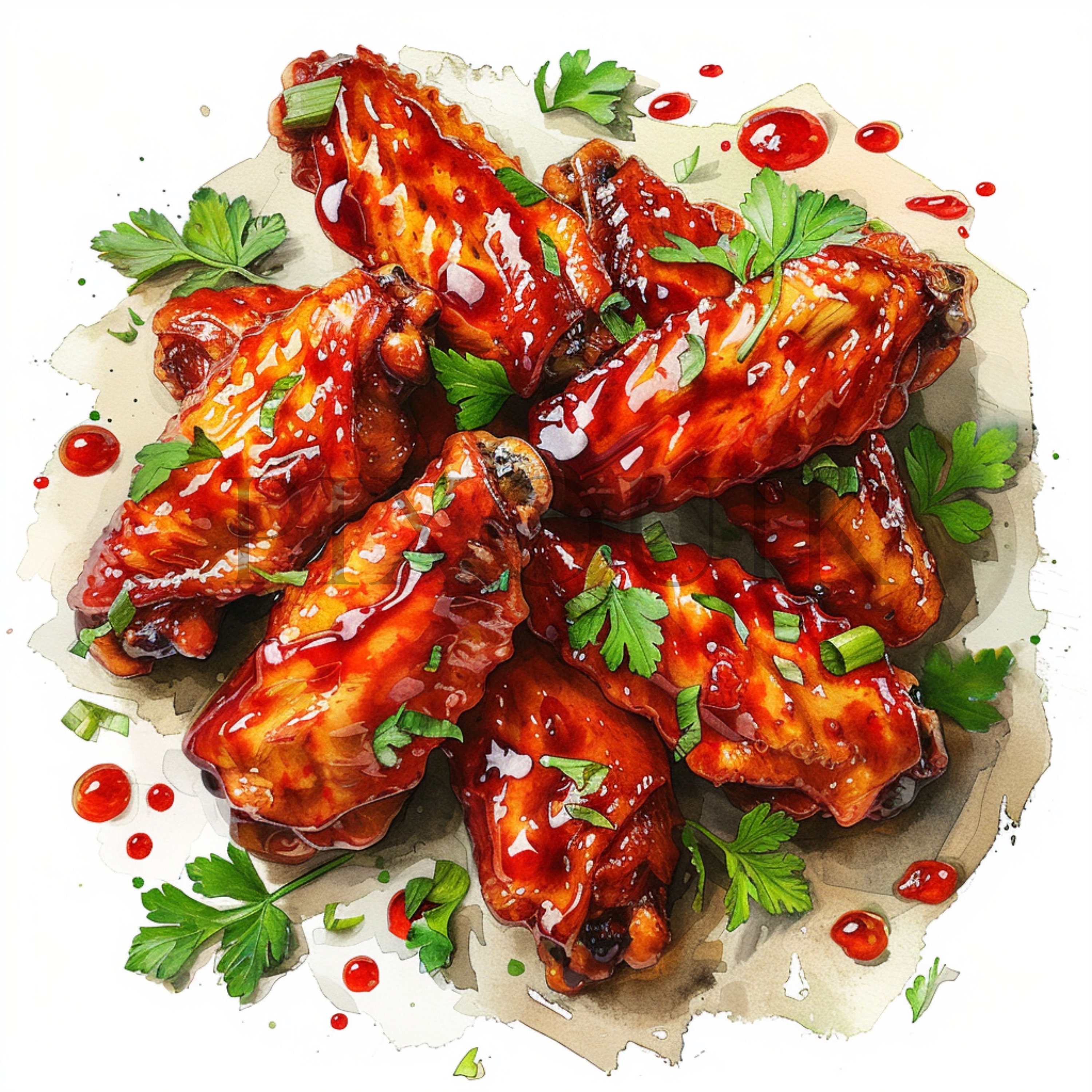 Watercolor Chicken Wings Clipart 10 High-quality Jpgs Chicken Scrapbook ...