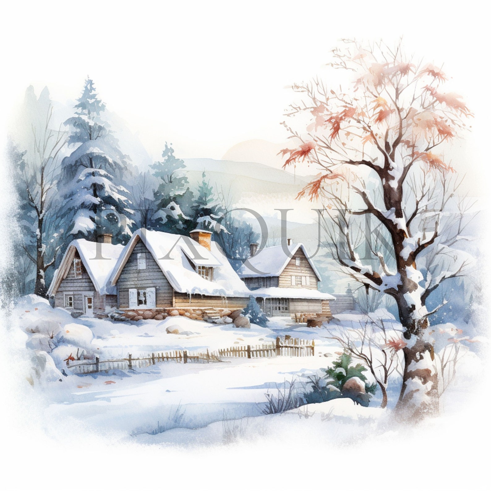 Watercolor Winter Clipart 10 High-quality Jpgs Digital Download Winter ...