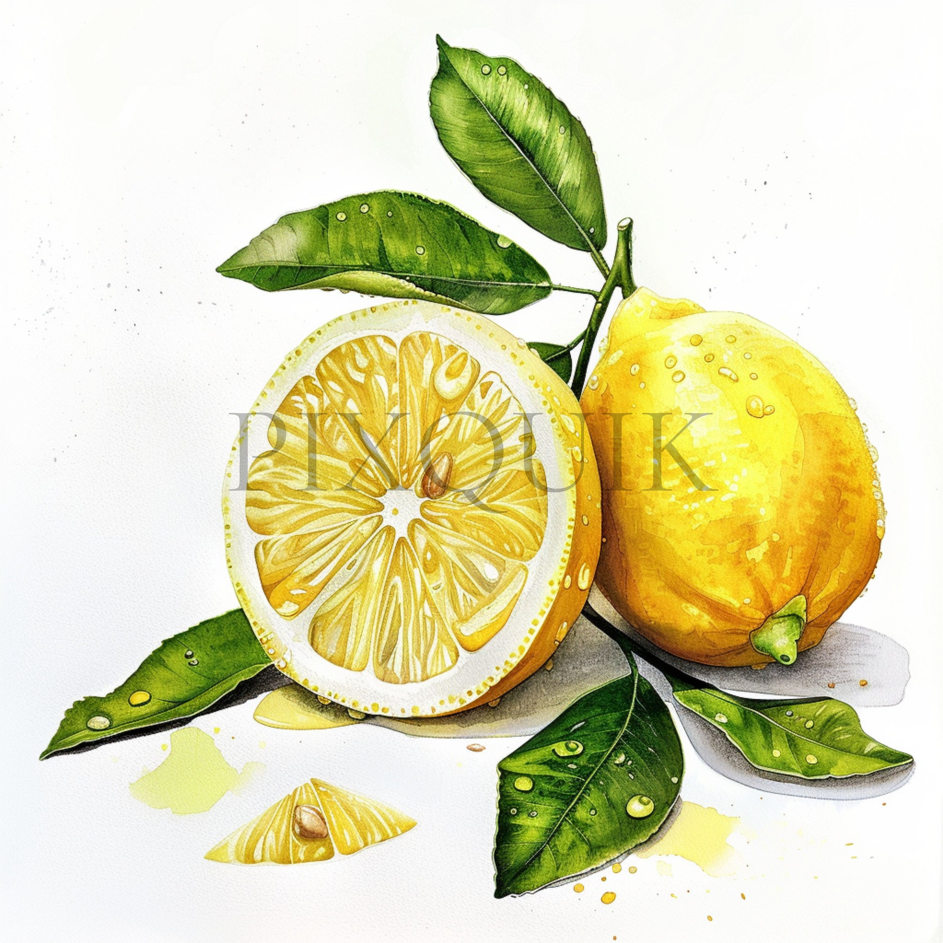 Watercolor Lemons Clipart | High Quality JPG, Nursery Art (digital ...