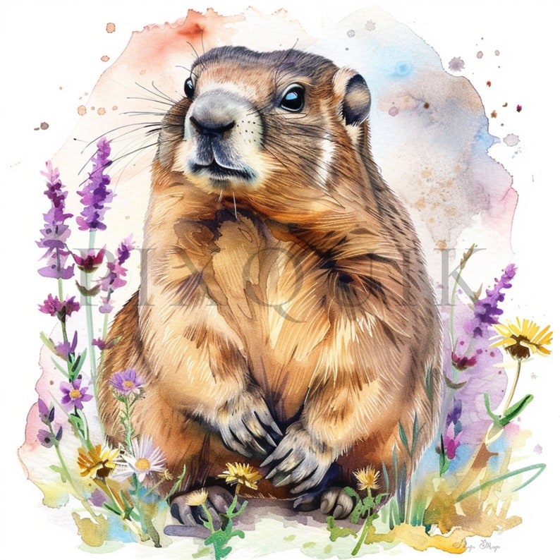 Groundhog Watercolor Clipart | Groundhog's Day JPG (digital Download ...