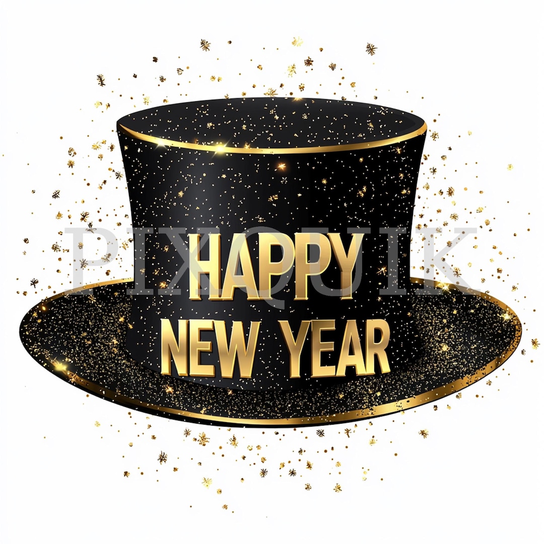 Happy New Year Hat With Elegant Design | 2025 Clip Art | Party Clipart ...