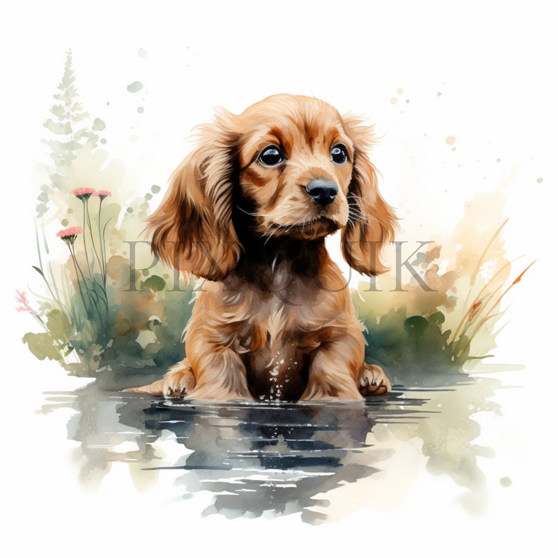 Watercolor Cocker Spaniel Puppy Clipart | Dog Designs (digital Download ...