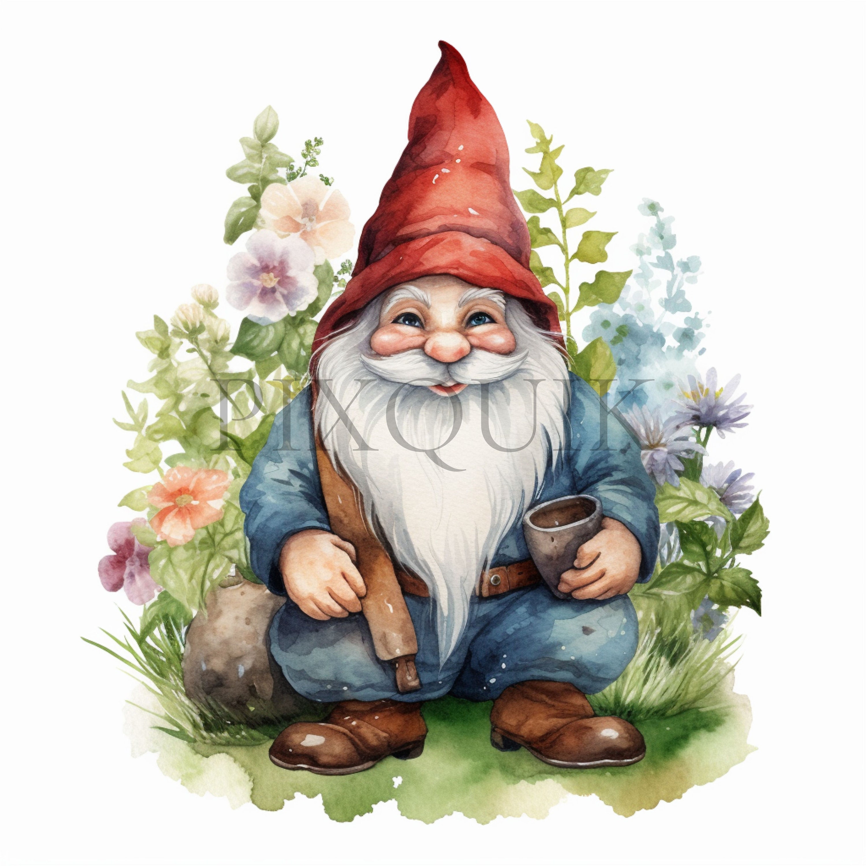 Watercolor Garden Gnome Clipart 10 High Quality Jpgs Gnome Clipart ...