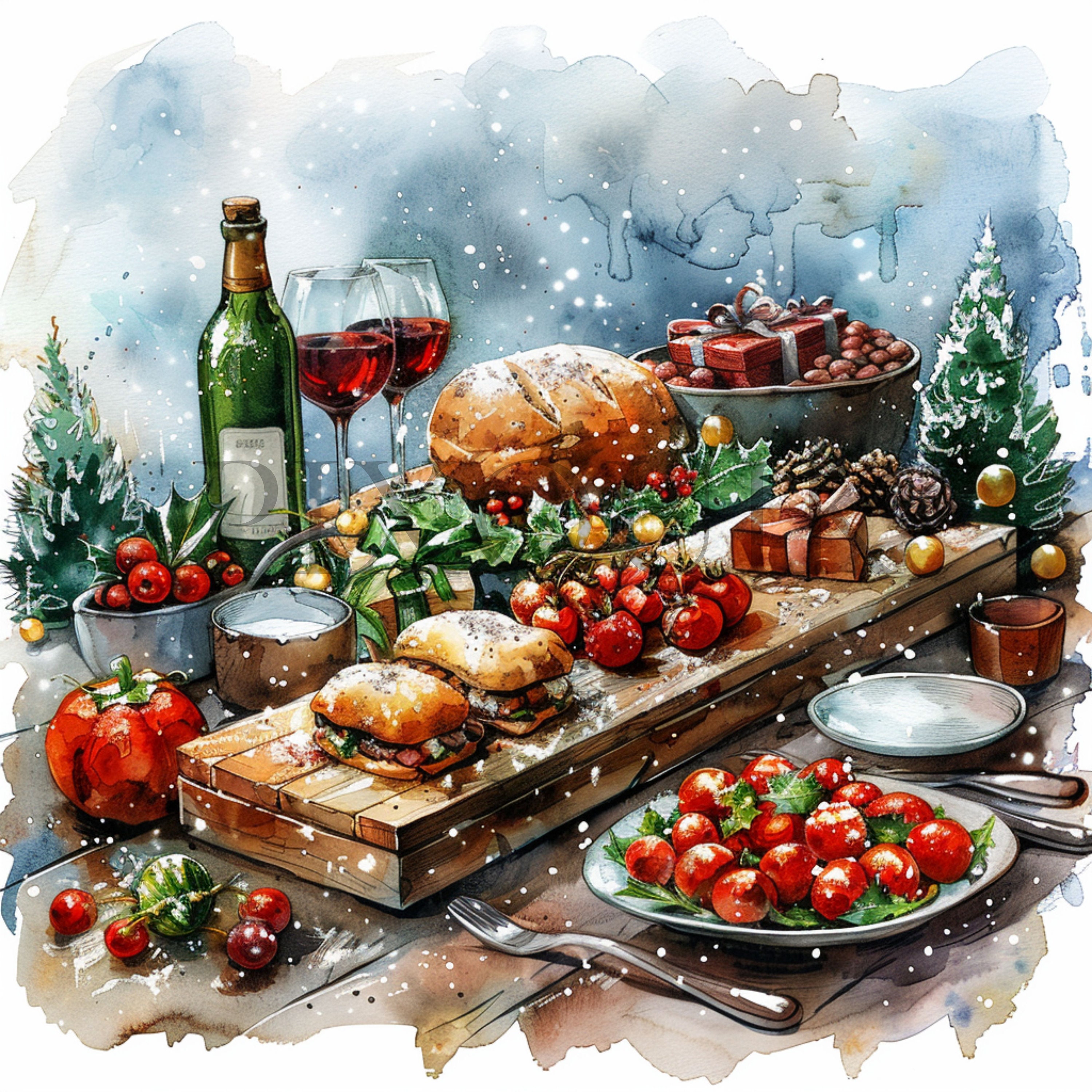 Christmas Dinner Clipart | 10 High Quality Jpg's | Digital Download ...