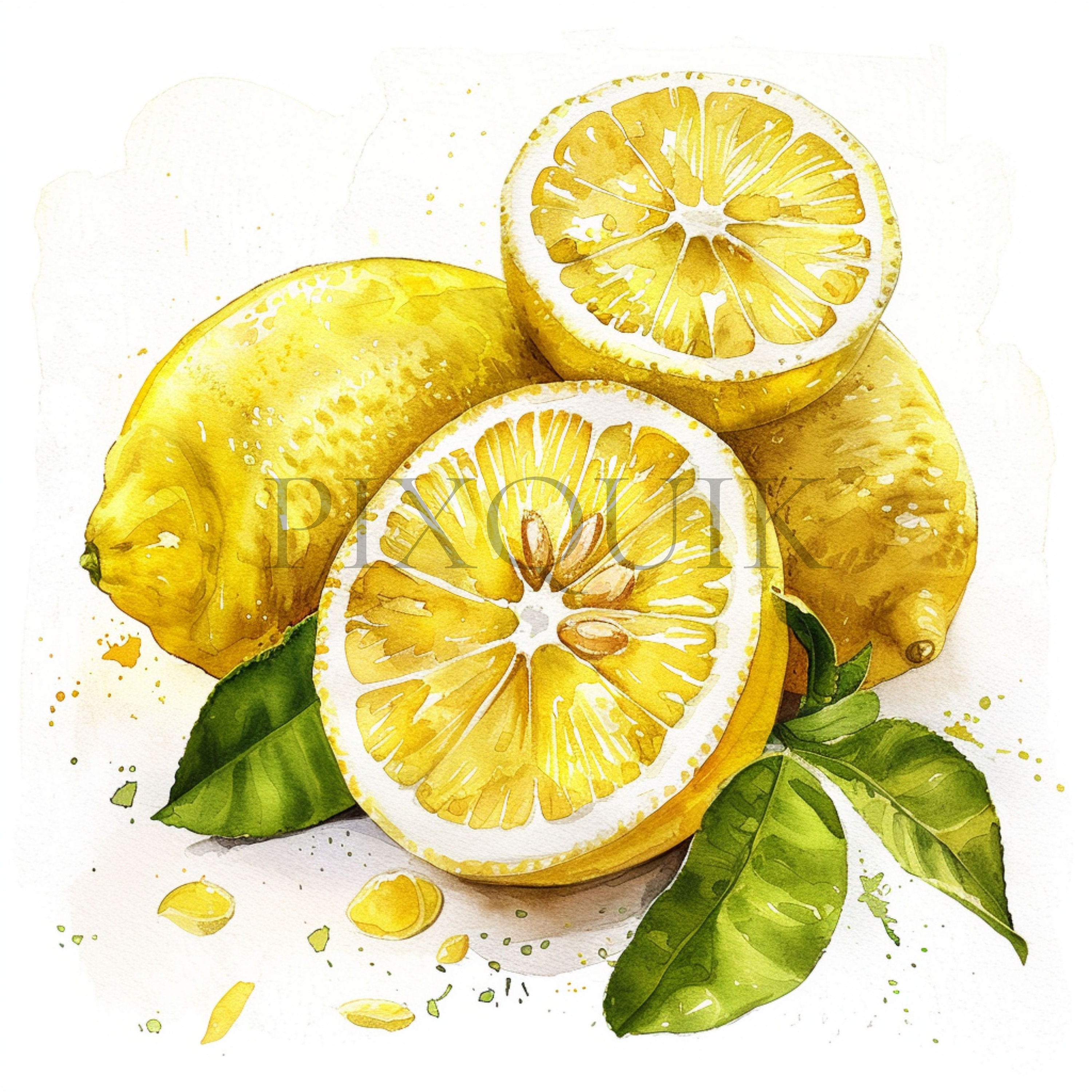 Watercolor Lemons Clipart 10 High Quality JPG Nursery Art Lemons Clip ...