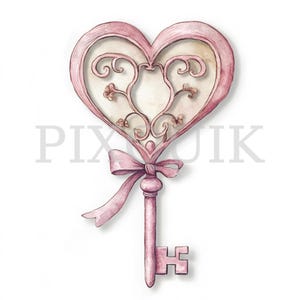 Valentine Day Pink Heart-shaped Key | 4 Valentine Clip Art | Card ...
