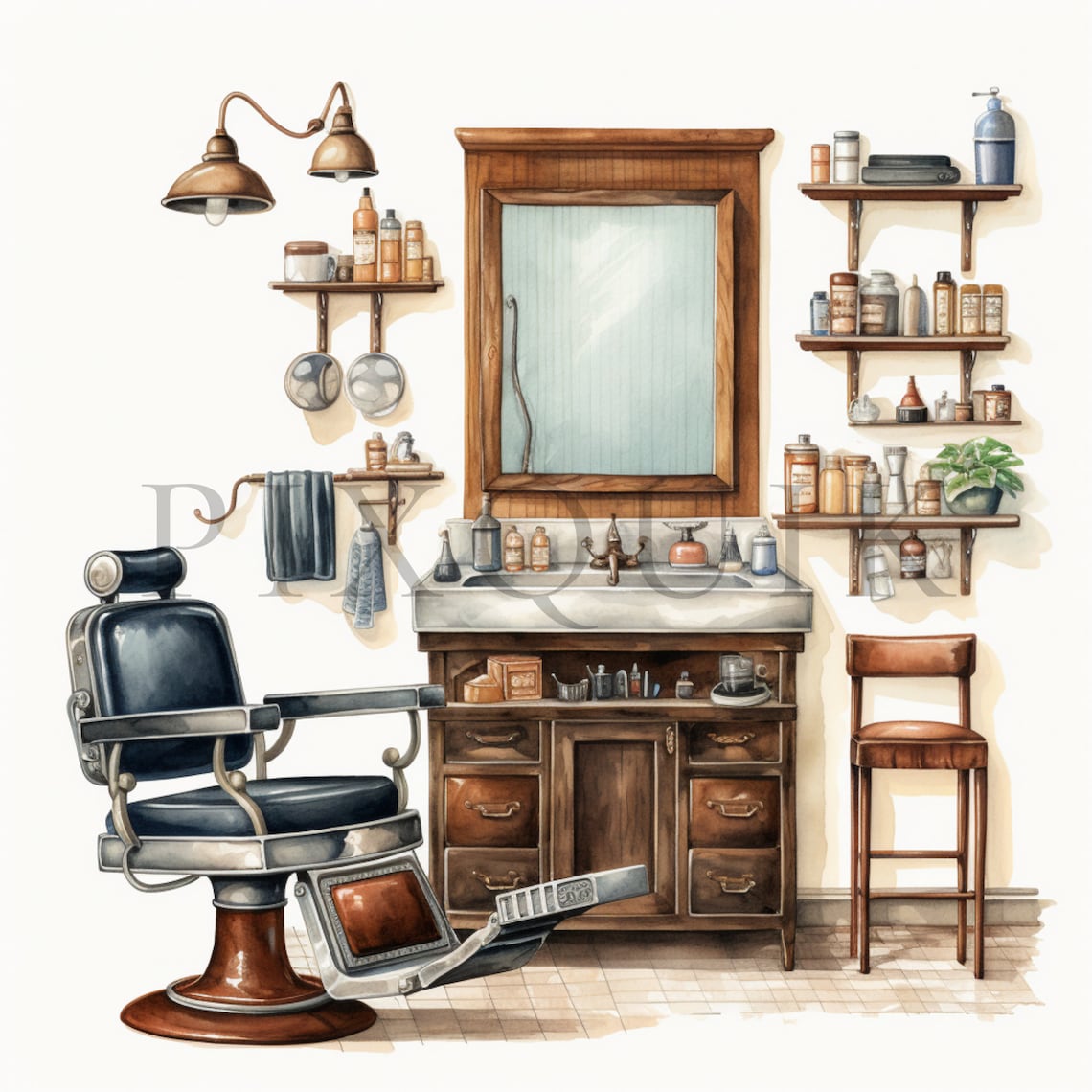 Barber Shop Clipart | Vintage Salon Illustrations (digital Download) - Etsy