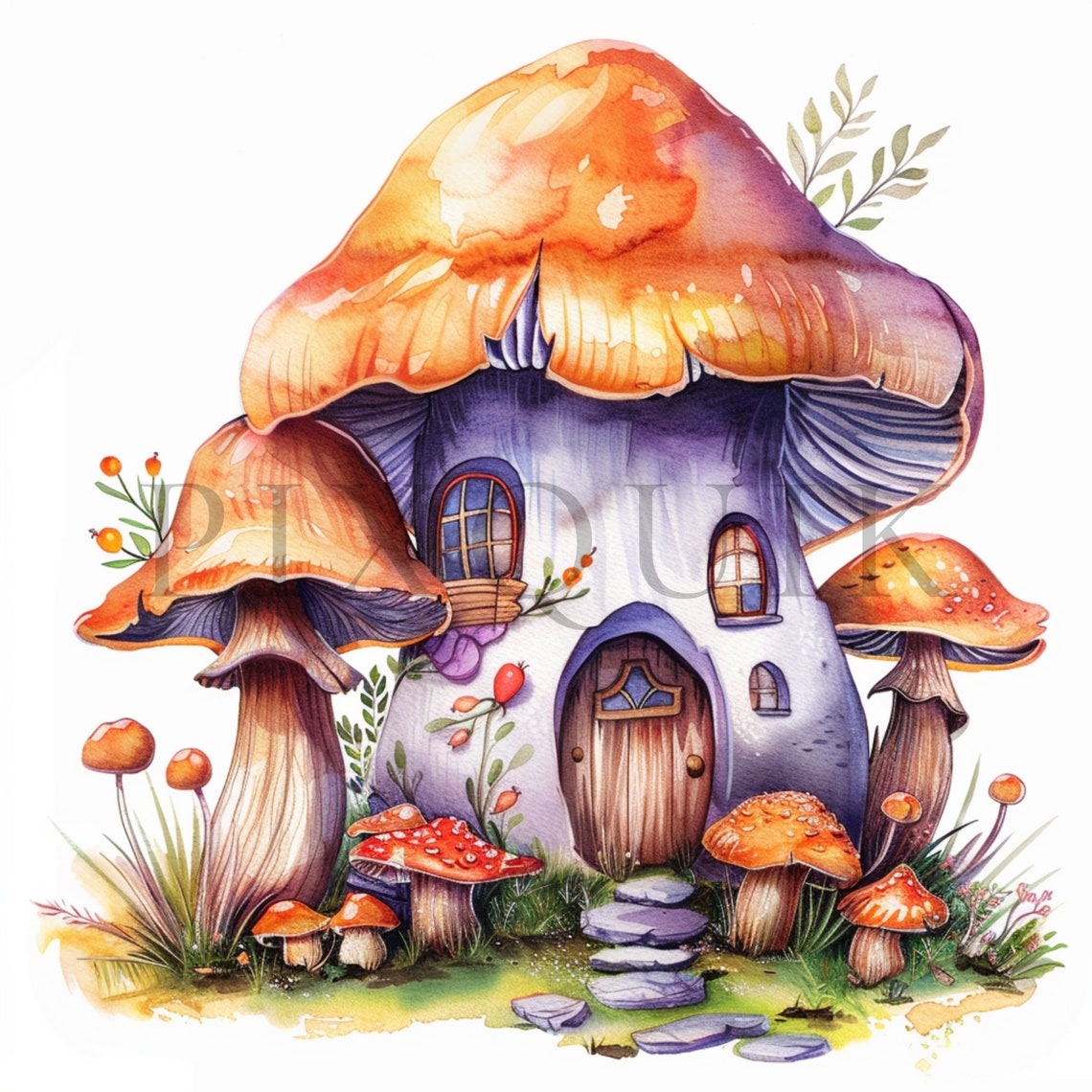 Mushroom House Clipart 10 High Quality Jpgs Digital Download Mushroom ...