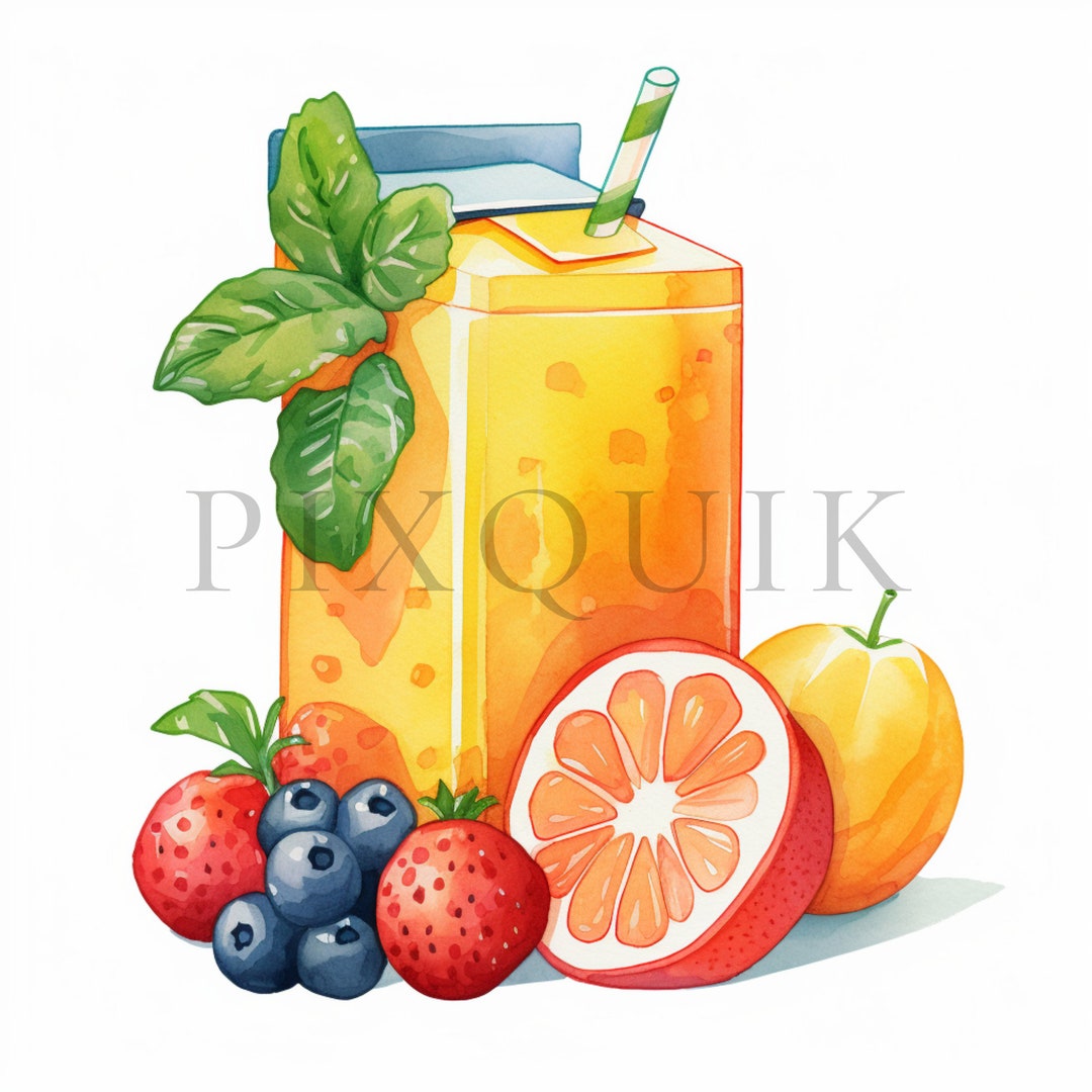 Juice Box Clipart | Fruit Juice Illustration (digital Download) - Etsy
