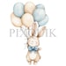 Bunny With Balloon Clipart | 10 Jpg's and PNG Files | Card Making ...