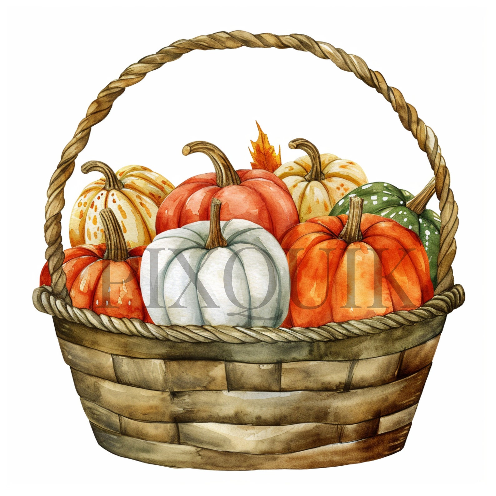 Watercolor Basket With Pumpkins Clipart 10 High-quality JPEG Images ...