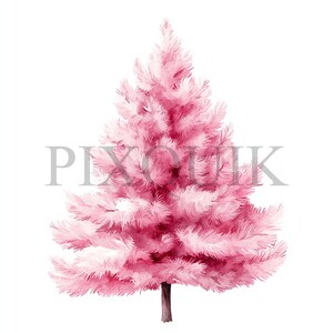 Pink Christmas Tree Clipart | Watercolor Holiday Art (digital Download ...