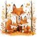 Fall Fox Family Clipart | Autumn Animals (digital Download) - Etsy