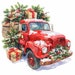 Vintage Red Christmas Truck Clipart | Holiday Jpgs (digital Download ...