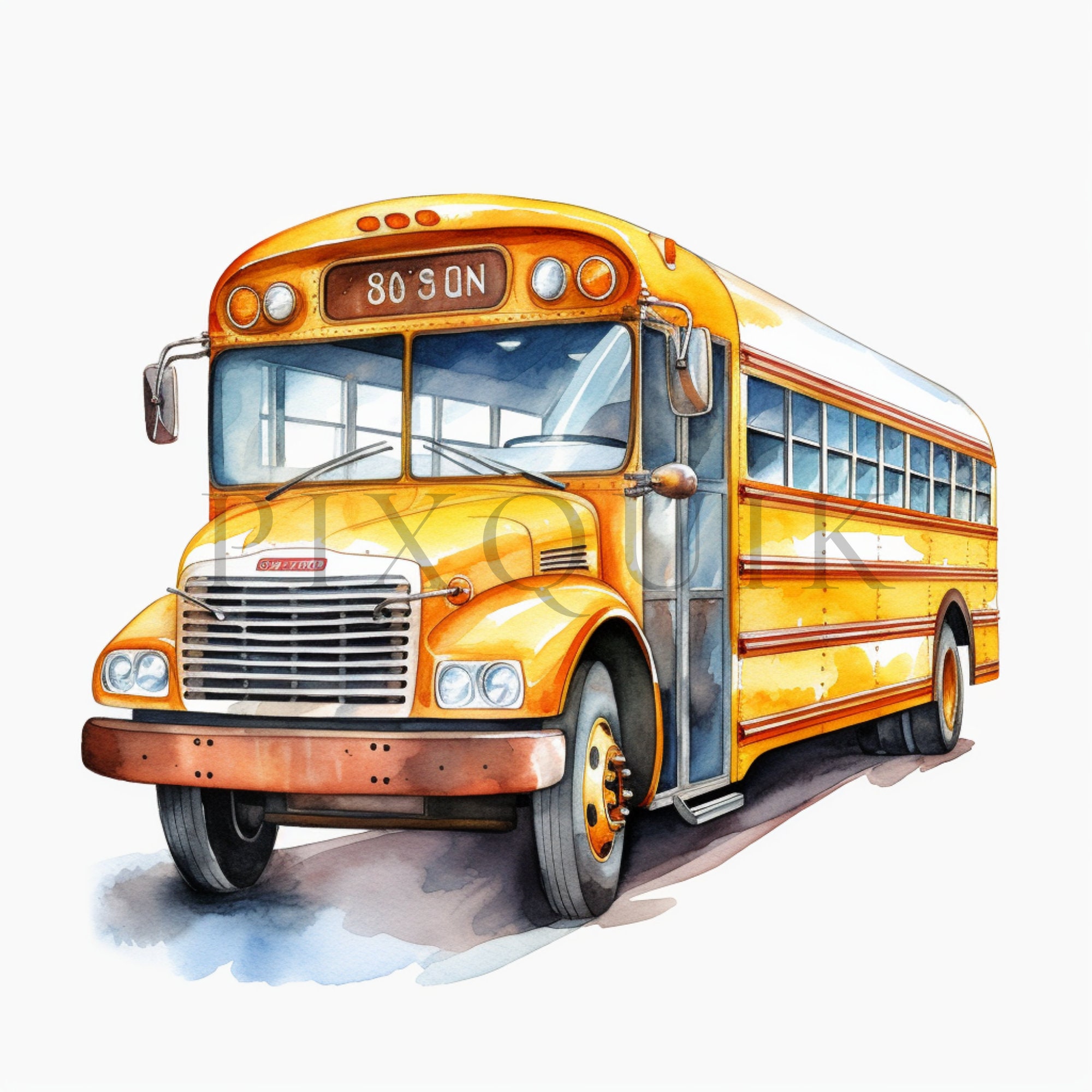 School Bus Clipart 10 High Quality Jpgs Digital Download Bus Clipart ...