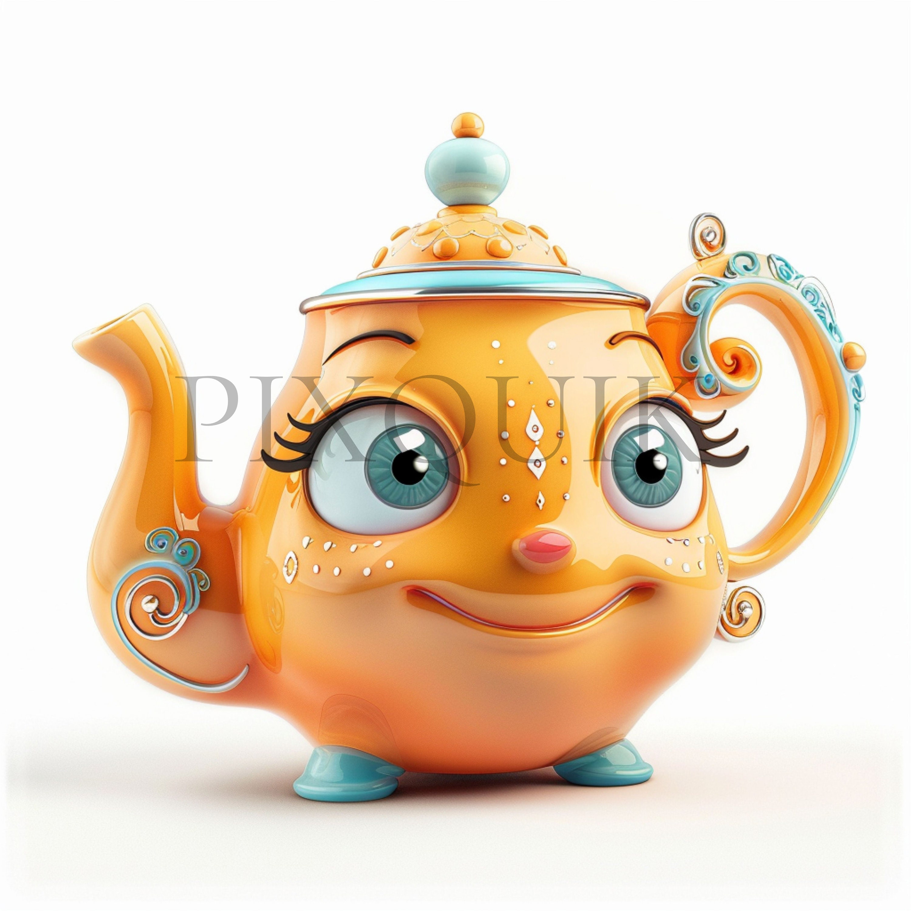 Watercolor Cute Teapot Clipart 10 High Quality Jpg's Teapot Clipart 2D ...