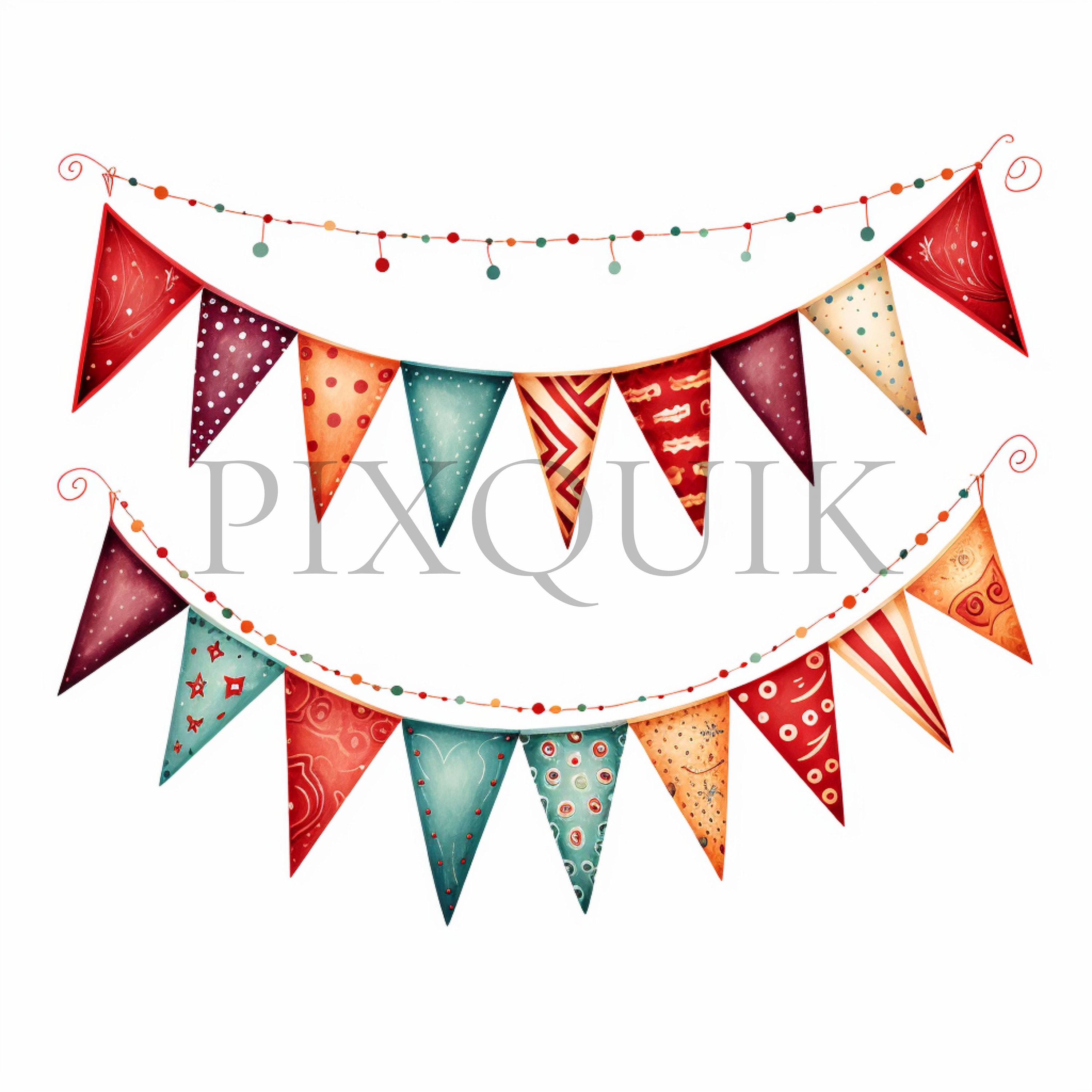 Christmas Bunting Clipart | Festive Banner Designs (digital Download ...