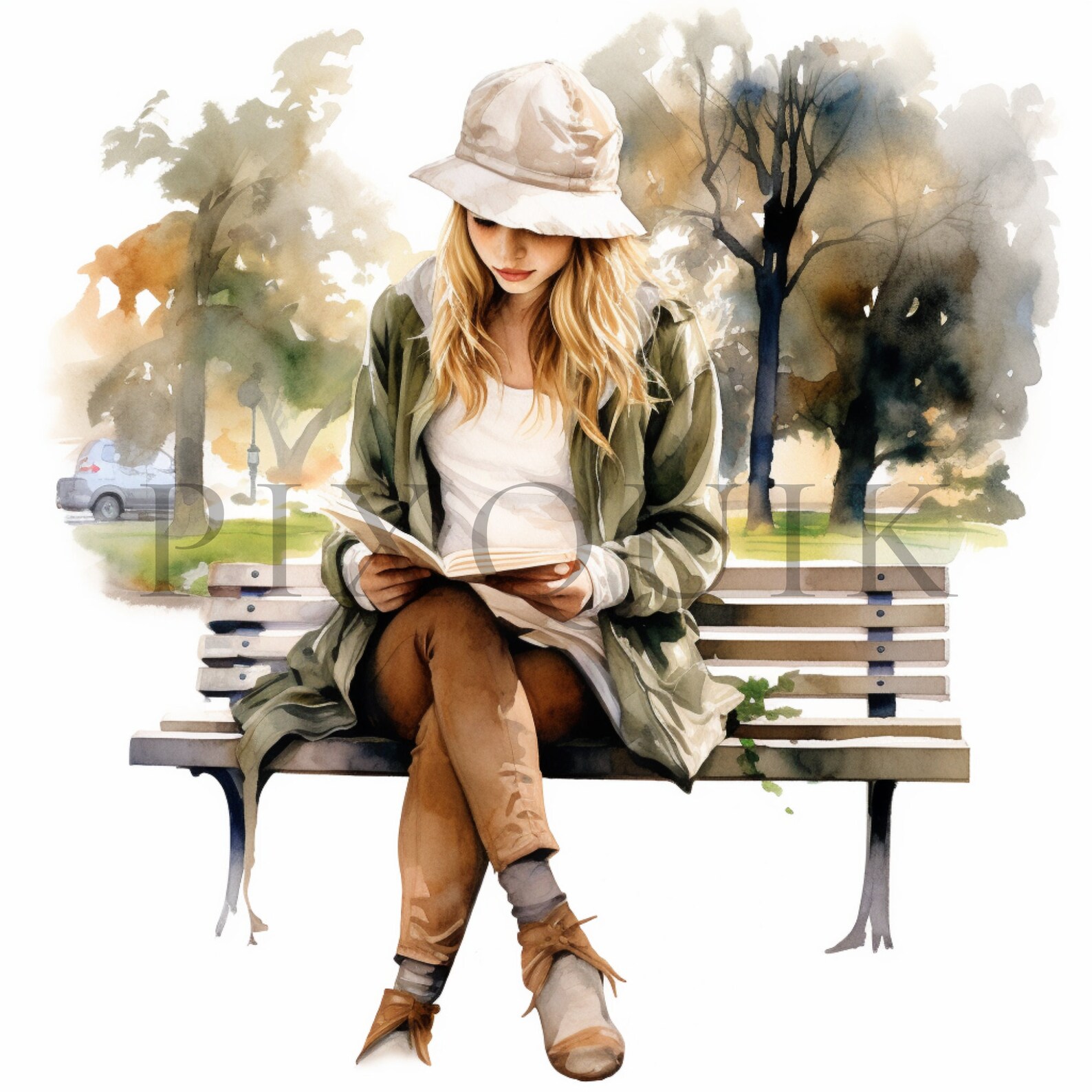 Girl Reading Clipart 10 High Quality Jpgs Digital Download Reading ...