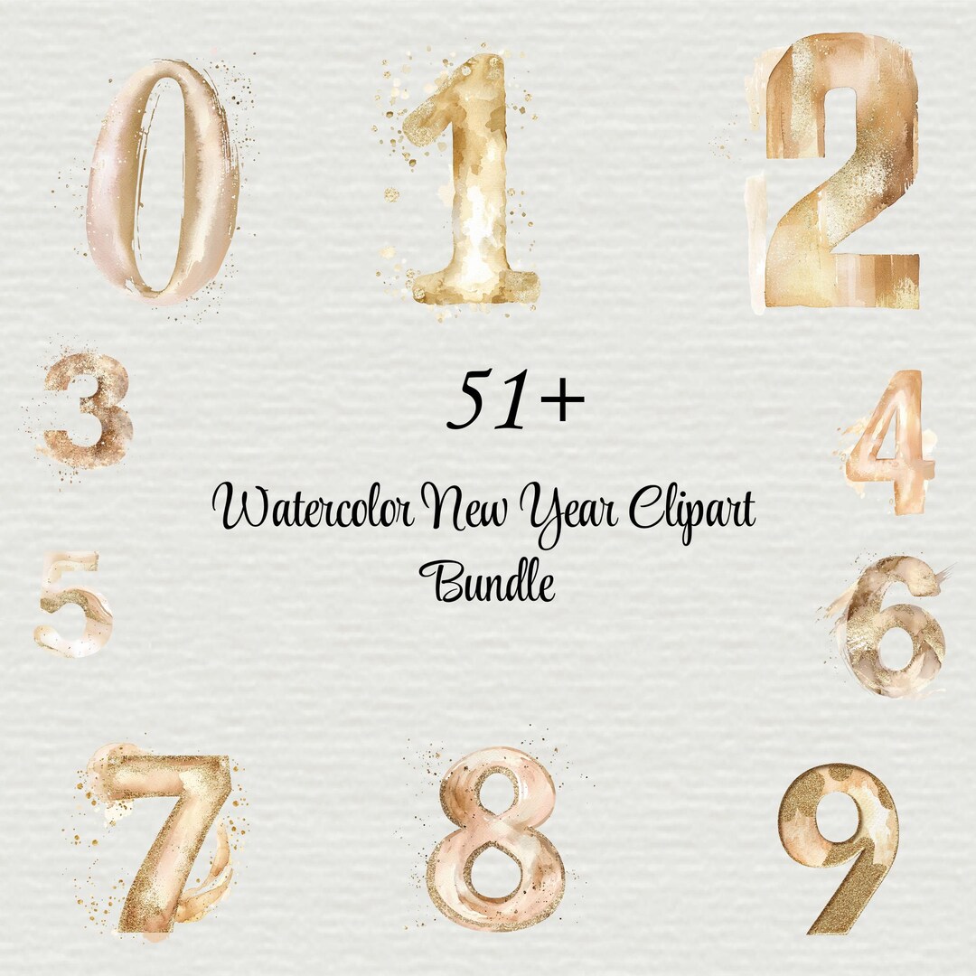 Watercolor Happy New Year Clipart | 51 Clip Art | Boho New Year | Cozy ...
