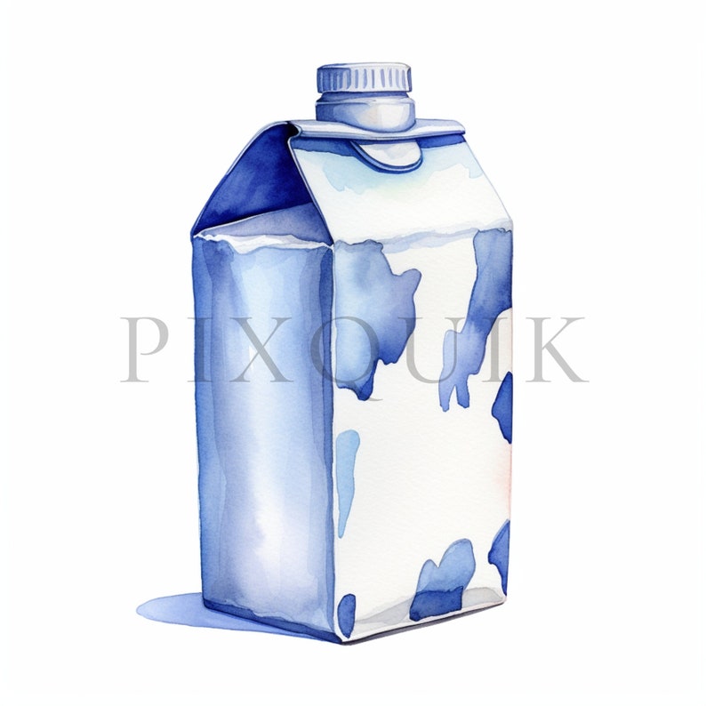 Watercolor Milk Carton Clipart | 10 Jpgs, Commercial Use (digital ...