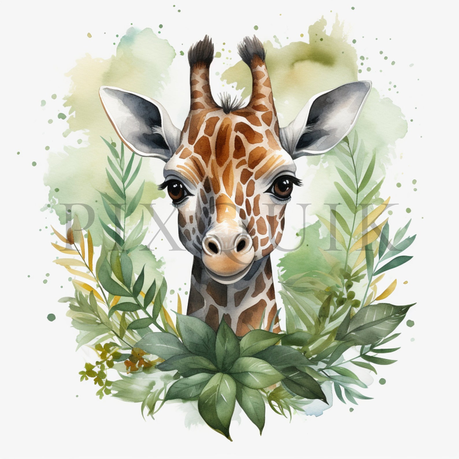 Giraffe Watercolor Clipart | Animal Illustration, Scrapbook (digital ...