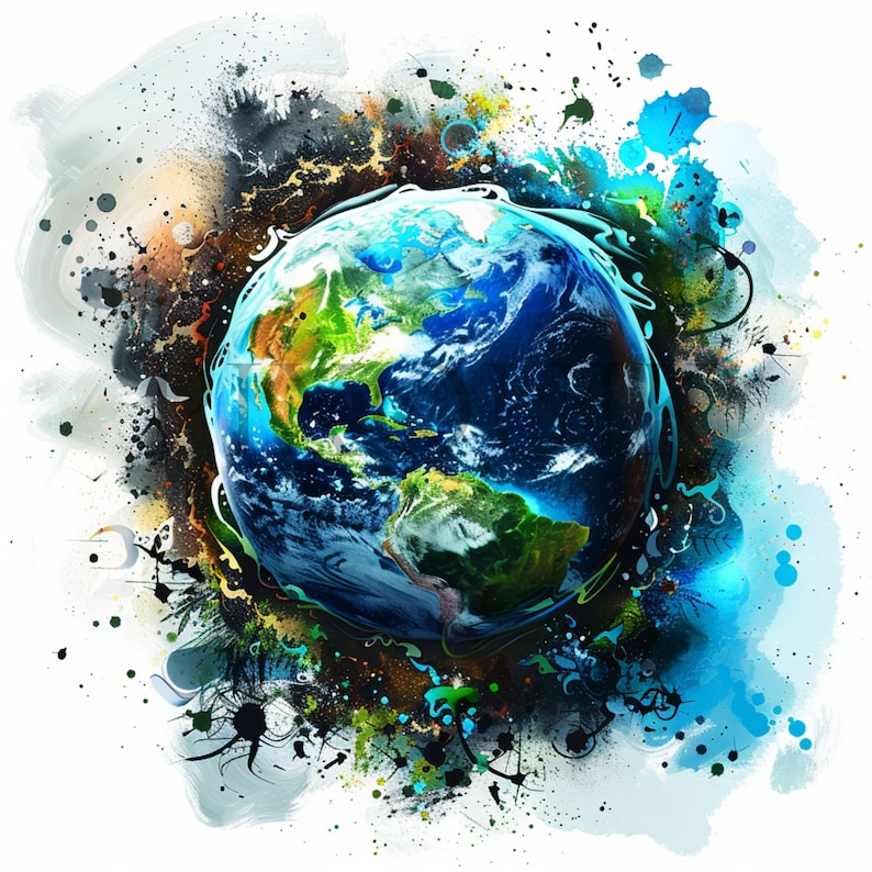 Watercolor Earth Clipart | Planet Illustration, Global Art (jpgs) - Etsy