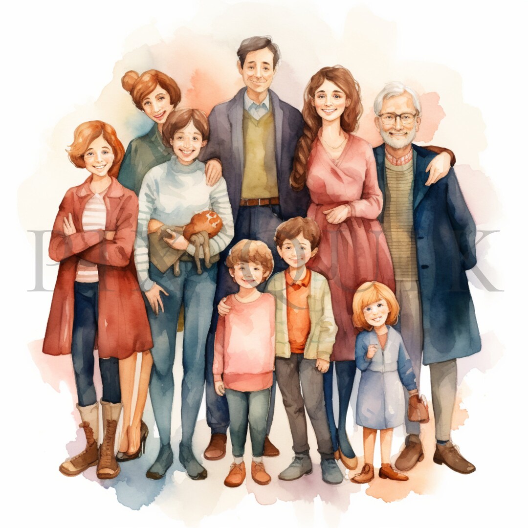Watercolor Family Clipart 12 High Quality Jpgs Family Gathering Clipart ...
