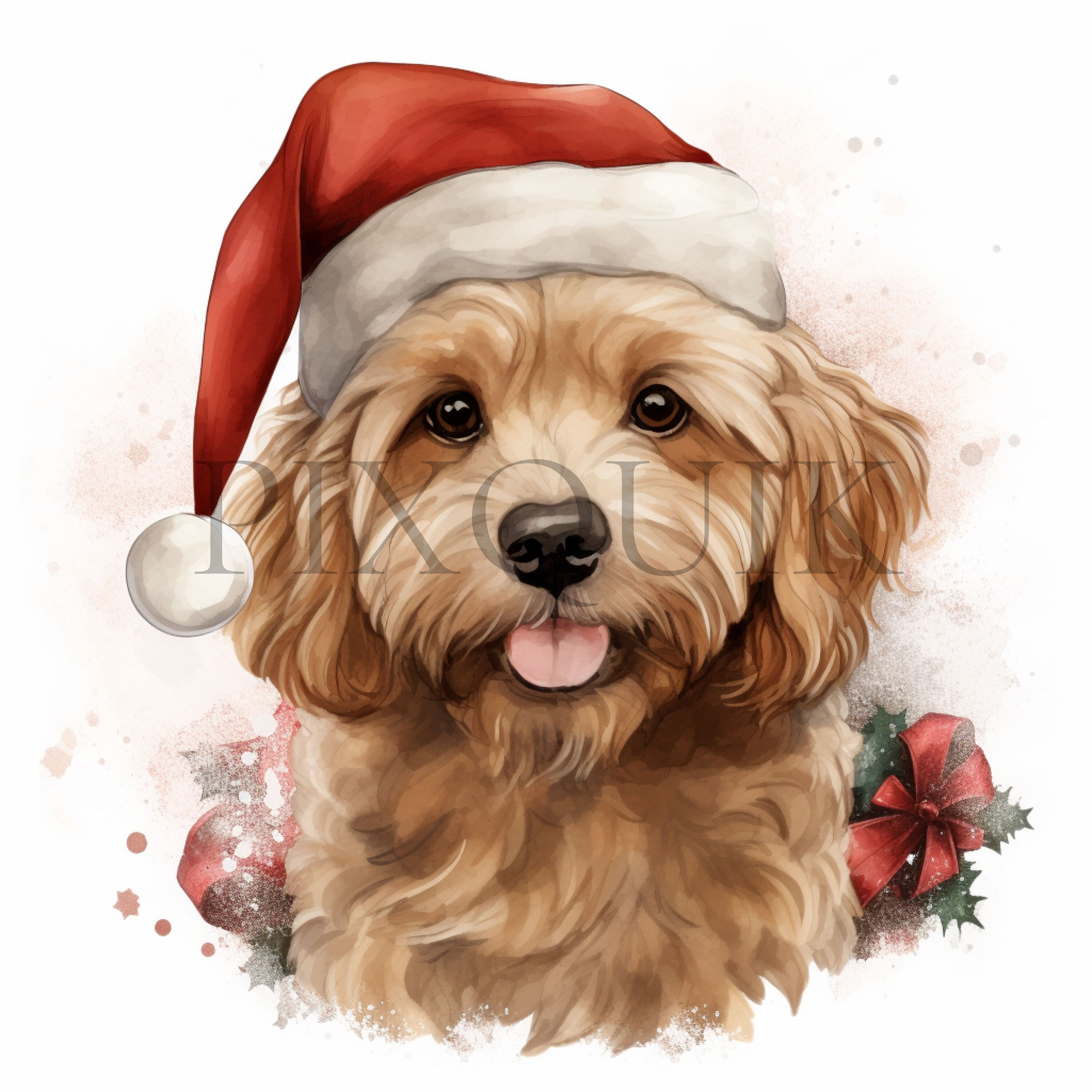Watercolor Holiday Dog Clipart 10 High Quality Jpgs Christmas Dog Dog ...