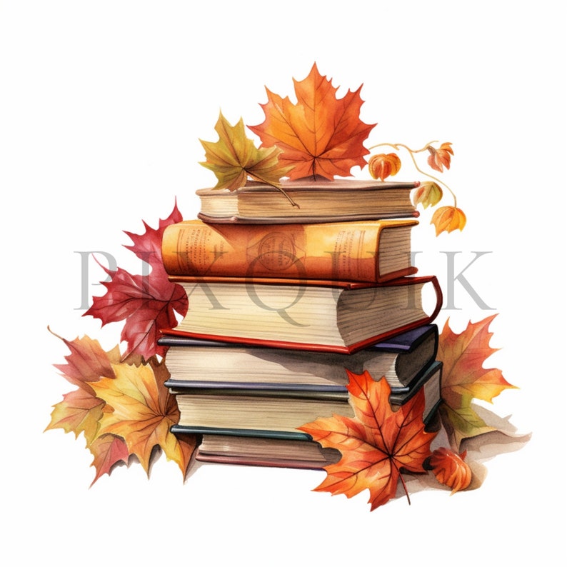 Watercolor Autumn Book Clipart | Fall Leaves (digital Download) - Etsy