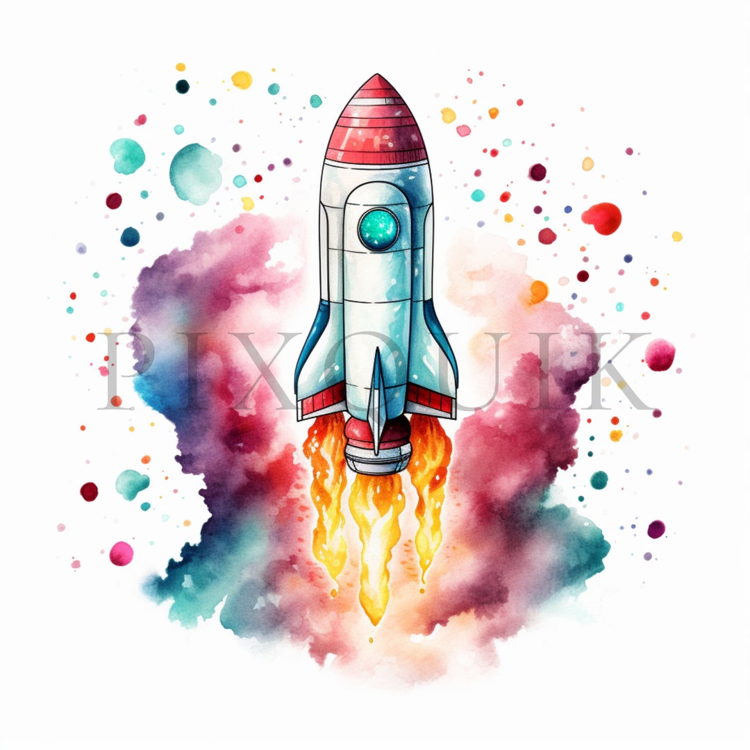 Space Rocket Clipart | 10 Quality Jpgs | Digital Download | Rocket Ship ...