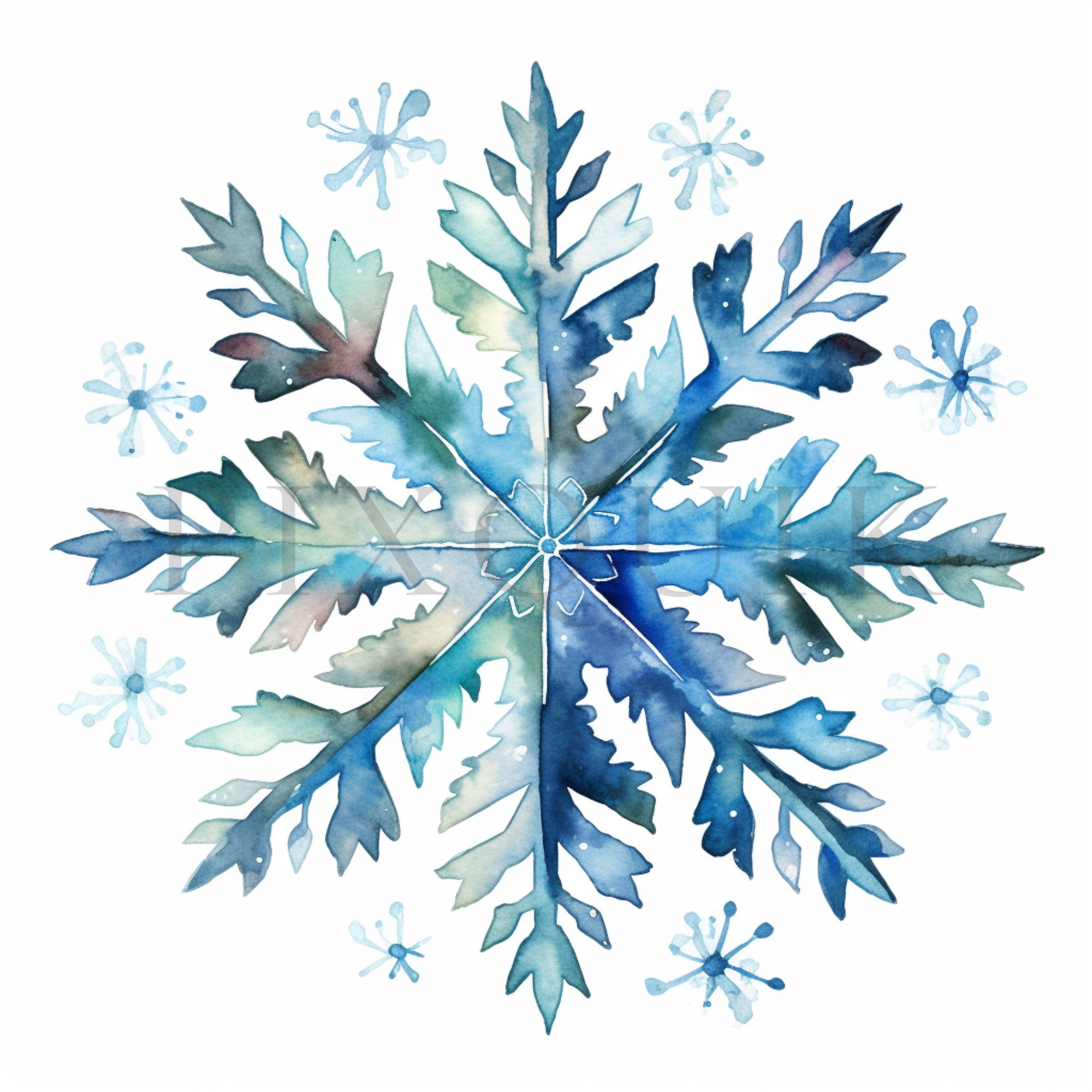 Watercolor Snowflake Clipart 10 High Quality Jpgs Winter Clipart Snow ...
