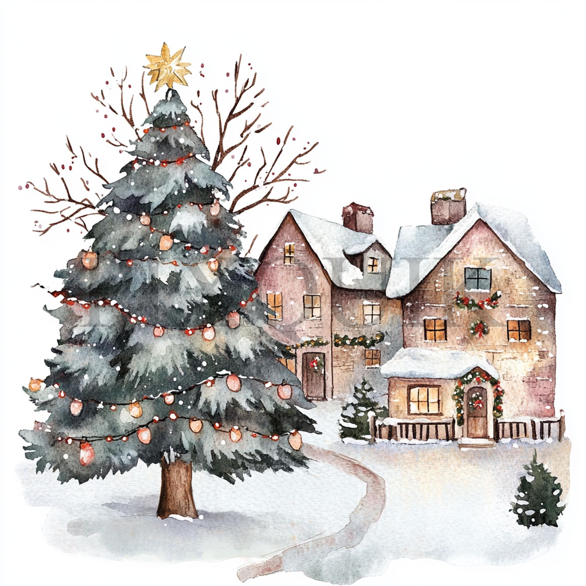 Vintage Christmas Village Clipart 10 High Quality Jpg's and PNG Holiday ...