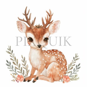 Watercolor Deer Clipart | Woodland Animal Graphics (digital Download ...