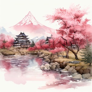 Japanese Landscape Clipart | 10 High Quality Jpgs | Printable Scenic ...