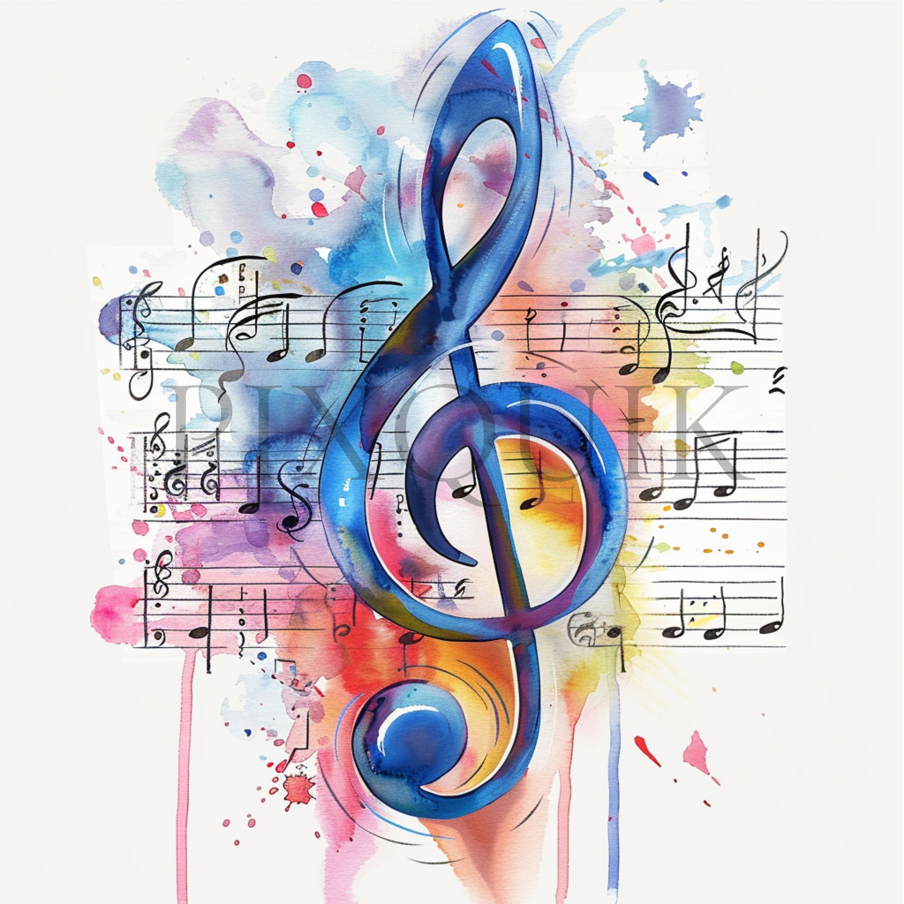 Watercolor Music Notes Clipart 10 High Quality Jpgs Digital Download ...