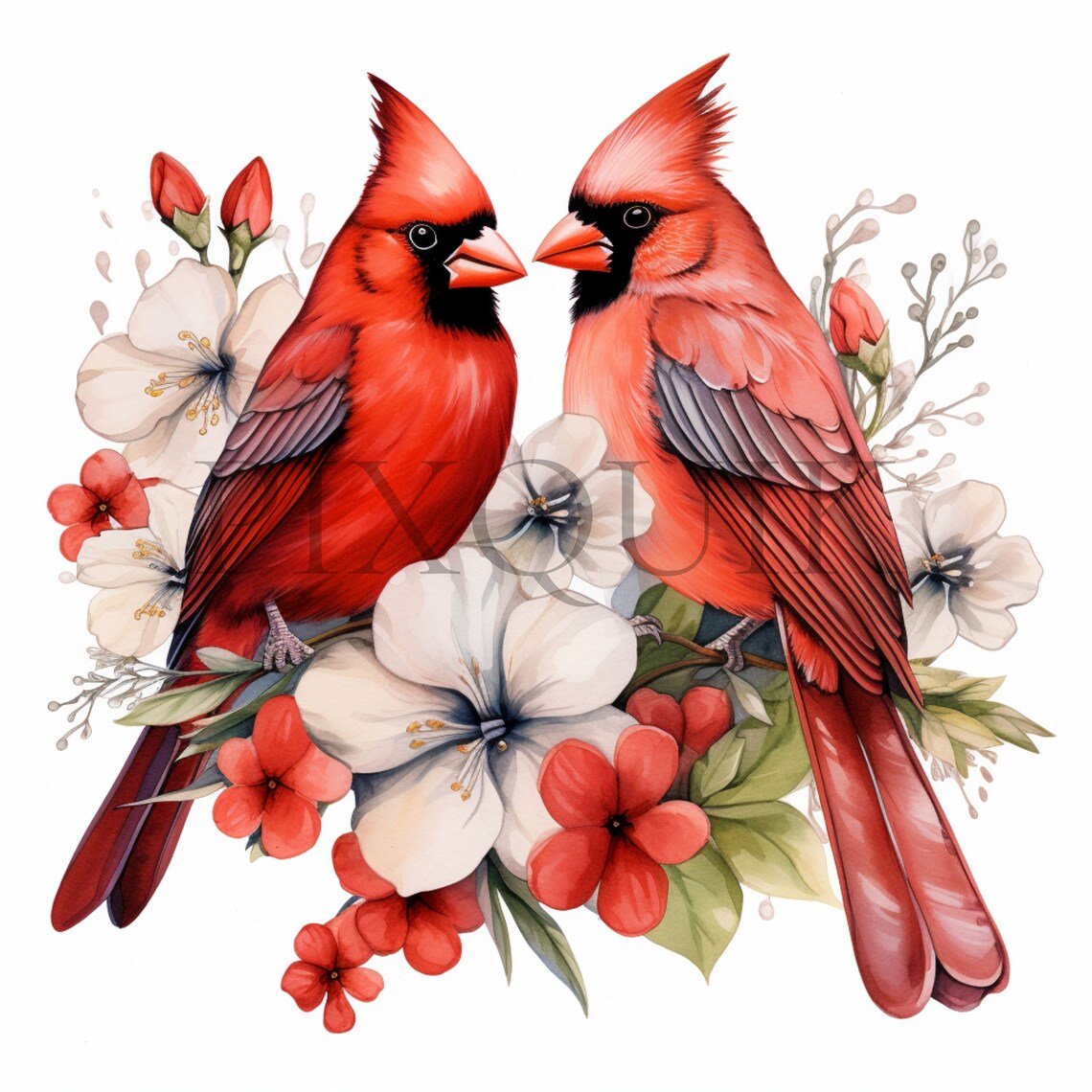 Cardinal Friends Flowers Clipart 10 High Quality Jpgs Commercial Use ...