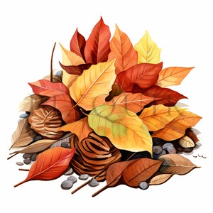 Watercolor Fall Leaf Heap Clipart | 10 High Quality Jpgs | Digital ...