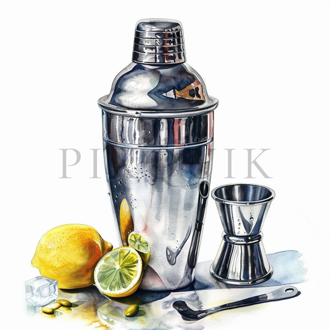 Watercolor Cocktail Shaker Clipart | Beverage Illustration (digital ...