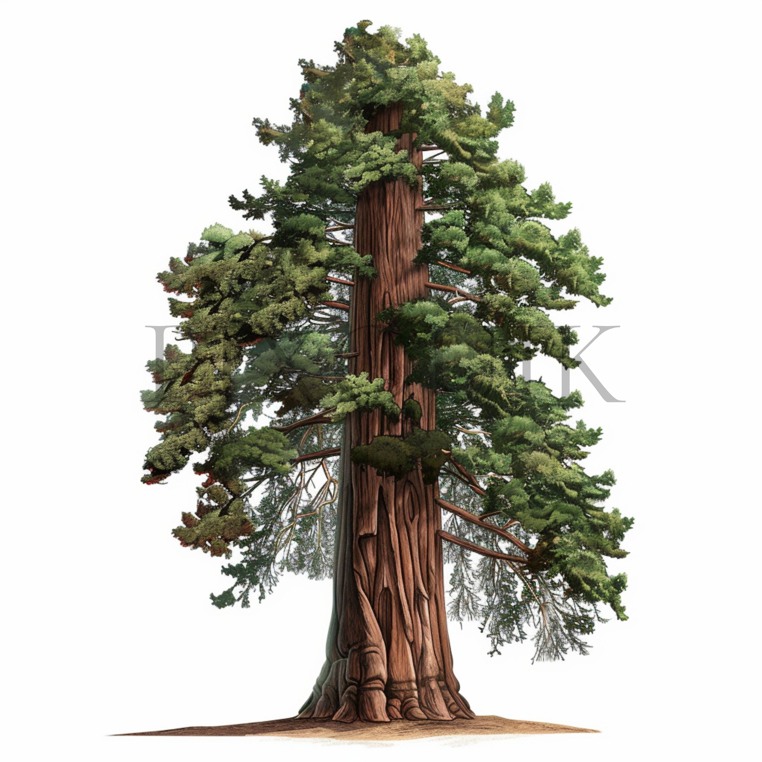 Watercolor Redwood Tree Clipart 10 High Quality Jpgs Big Tree Graphics ...