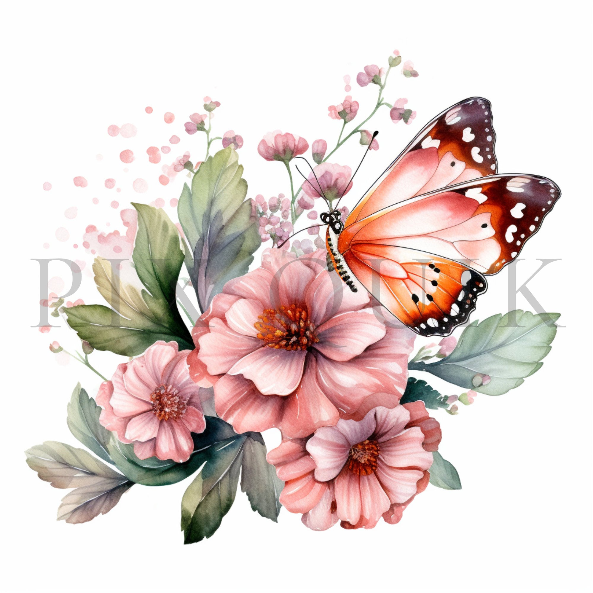 Floral Watercolor Butterfly Clipart 10 High Quality Jpgs Printable ...