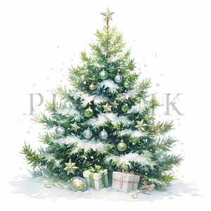 Watercolor Holiday Tree Clipart | 10 High Quality Jpg's | Digital ...