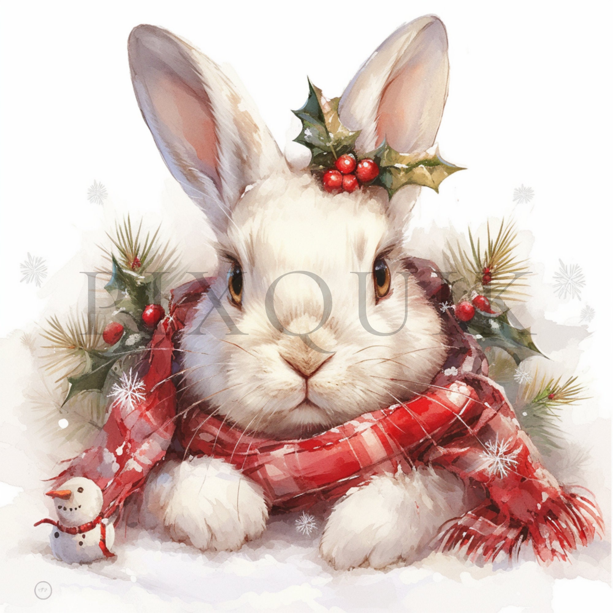 Holiday Bunny Clipart | Christmas Rabbit Jpgs (digital Download) - Etsy